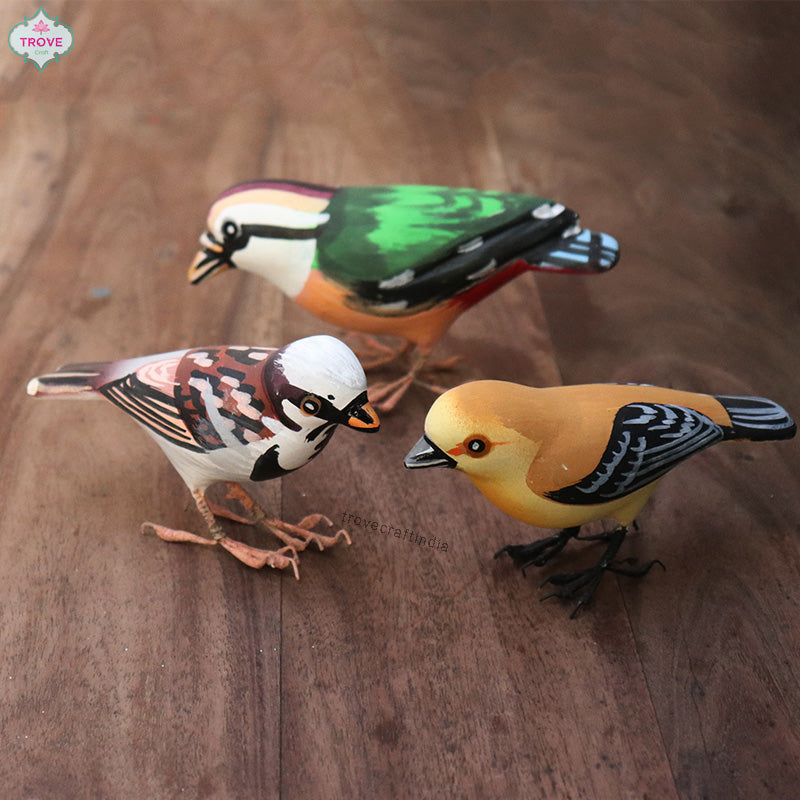 A set of decorative Hand-painted Papier Mache Birds of India – Trove ...
