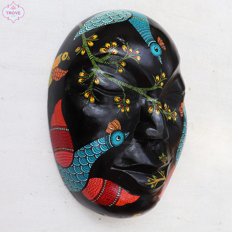 10" Handpainted Gond Style - Tribal Face Mask – Trove Craft India