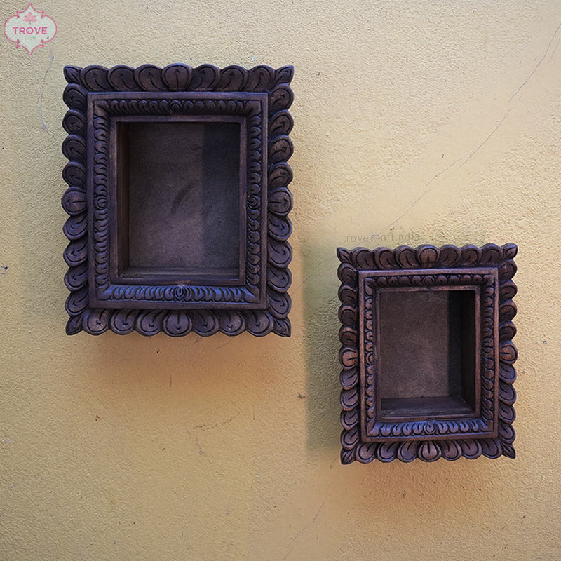 Carved Wooden Shadow Wall Floating Box Frame – Trove Craft India