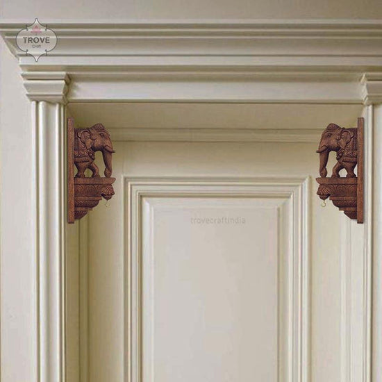 Traditional Hand Carved Corbel / Wall bracket- Elephant – Trove Craft India