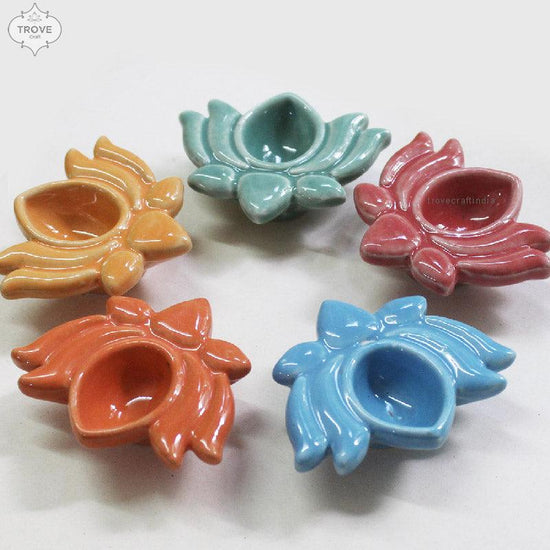 Handmade Ceramic Candy Colored Diyas - Set of 5 – Trove Craft India
