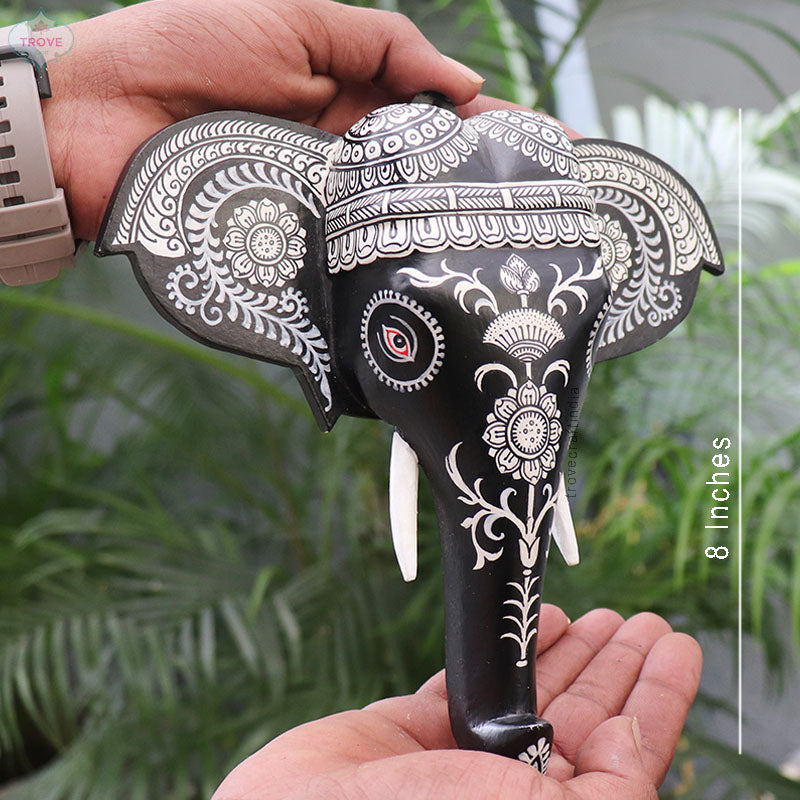 8" Hand-painted Pattachitra - Elephant Head Decor – Trove Craft India