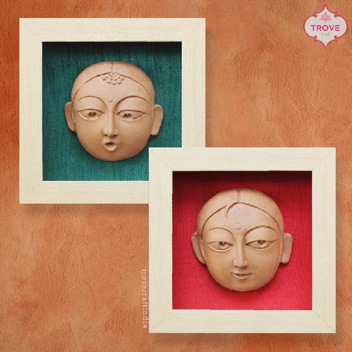 8"x 8"- Shadow Framed - Terracota Face Mask – Trove Craft India