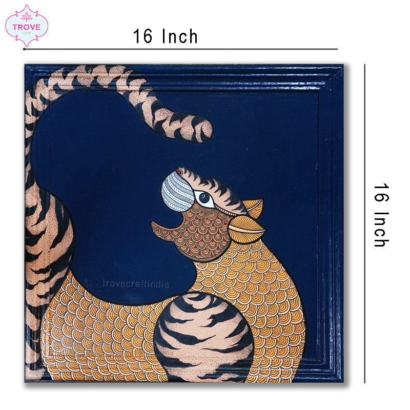 16" x 16" Gond Tiger Folk Art Infinity Frame – Trove Craft India