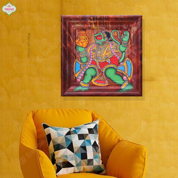 16" Infinity Frame Contemporary painting - Lord Hanuman from Thanjavur ...