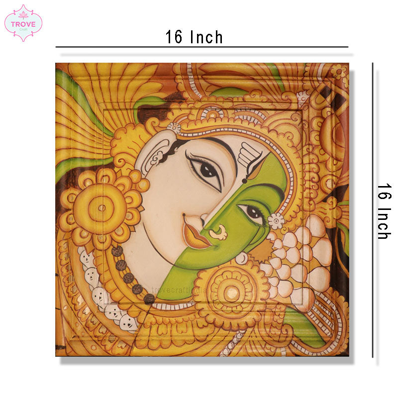 16" Infinity Frame Shiva-Parvati Contemporary Kerala Mural Painting ...