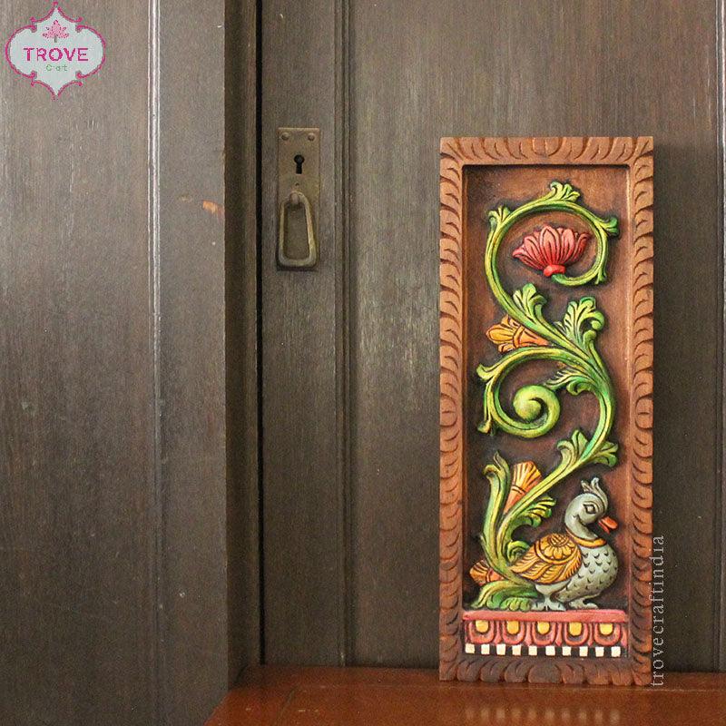 Hand Carved Decorative Panels - Annapakshi & Lotus – Trove Craft India