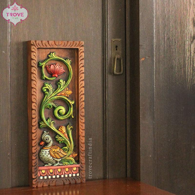 Hand Carved Decorative Panels - Annapakshi & Lotus – Trove Craft India