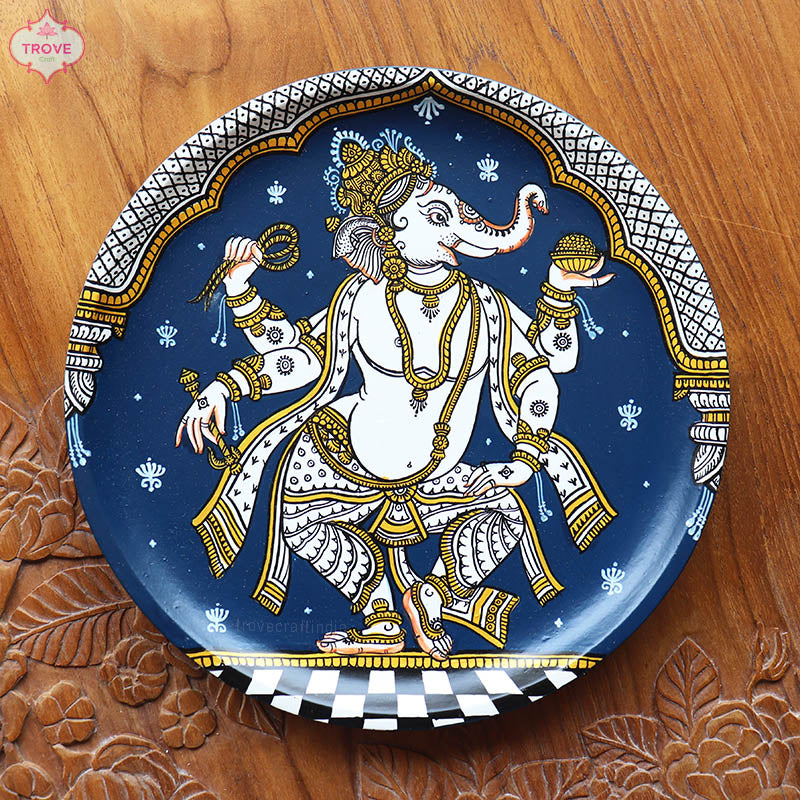 8" Lakshmi, Saraswati and Ganesha Pattachitra Wall Decor Plates – Trove ...