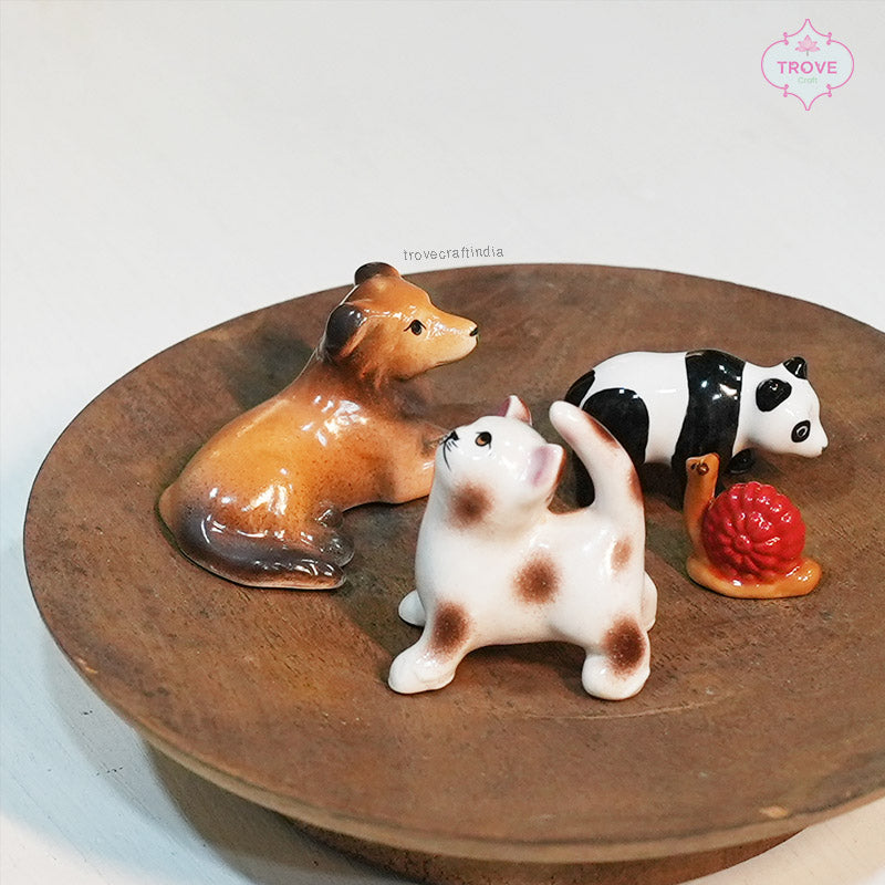 Set of 4 miniature ceramic cute animals – Trove Craft India