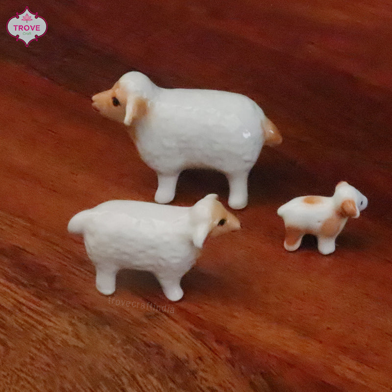 Set of of 3 - Ceramic Miniature - The Sheep Family – Trove Craft India