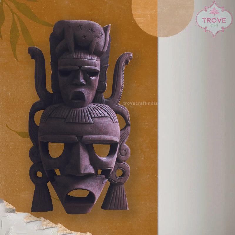 16" Hand Carved Wooden - Two Faced Tribal Wall Decor Masks – Trove ...