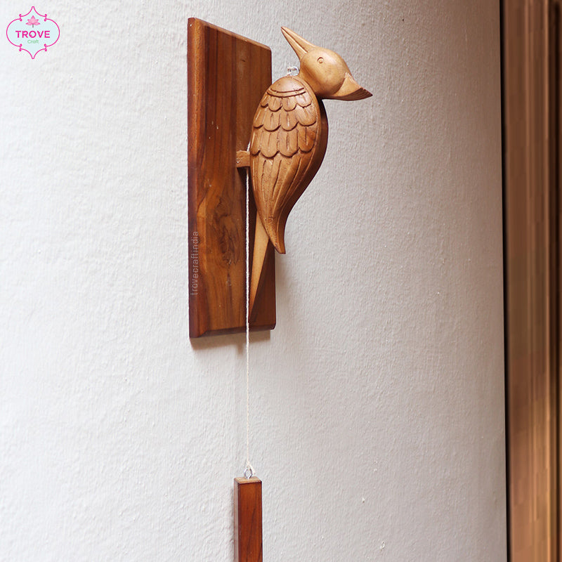 10" Door Knocker - Hand Carved Woodpecker – Trove Craft India