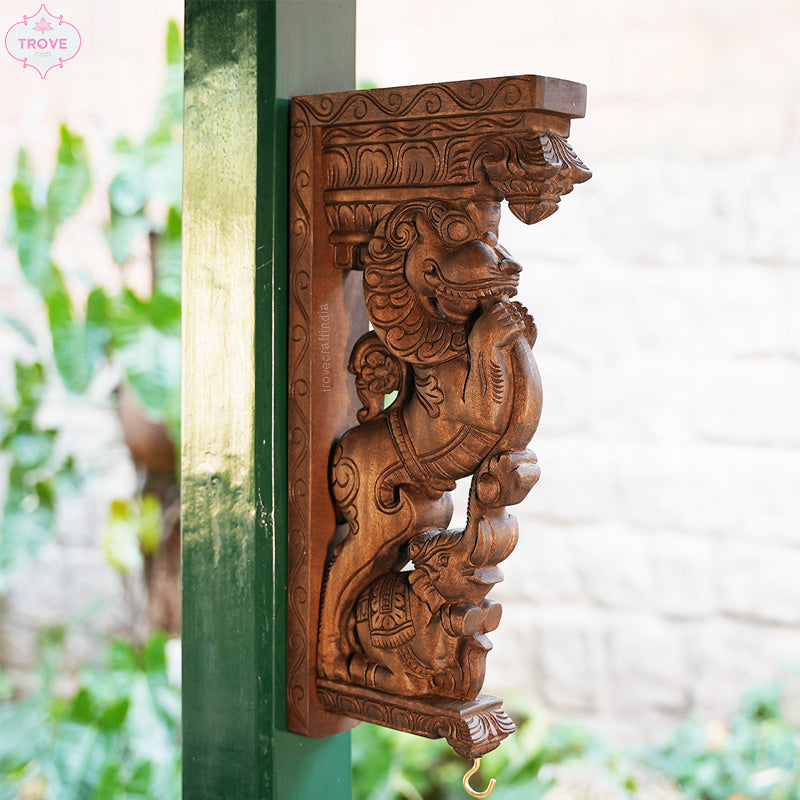 16" & 26" Yaali Elephant Traditional Hand Carved Corbel / Wall bracket ...