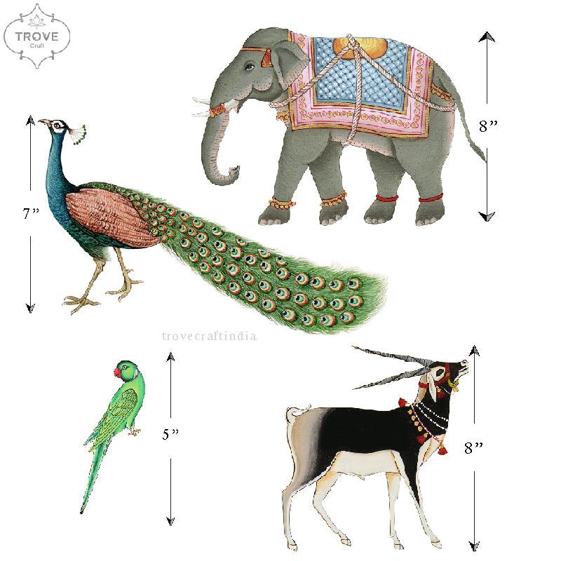 Self Adhesive Decals - Set of 4 Pichwai Animals & Birds – Trove Craft India