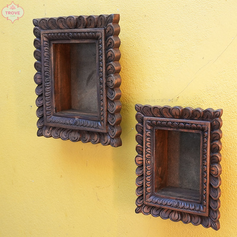 Carved Wooden Shadow Wall Floating Box Frame – Trove Craft India