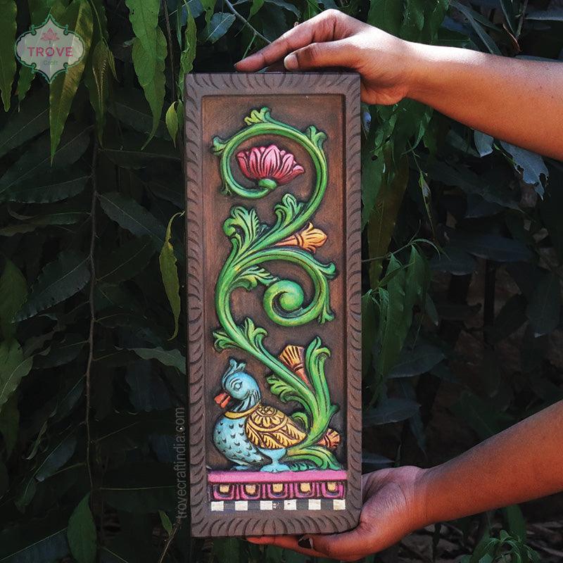 Hand Carved Decorative Panels - Annapakshi & Lotus – Trove Craft India
