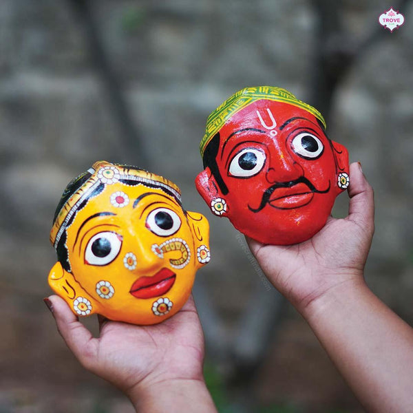 Set of 2 - Medium Cherial Wall Masks – Trove Craft India