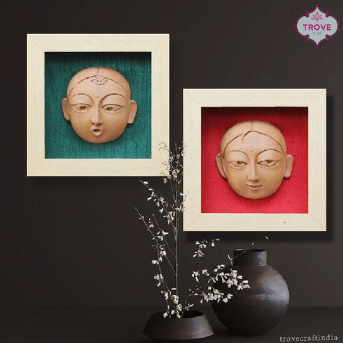 8"x 8"- Shadow Framed - Terracota Face Mask – Trove Craft India