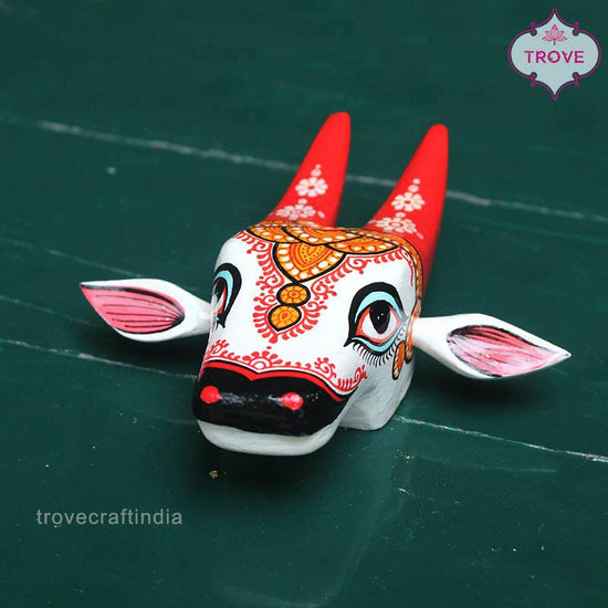 5 & 6 Inch - Mini Hand Painted Pattachitra Wooden Cow Head – Trove ...