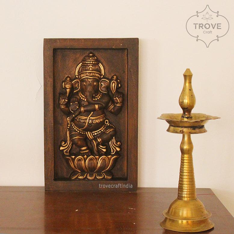 Hand Carved painted Lord Ganesha Idol – Trove Craft India