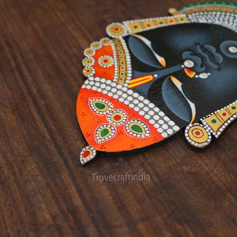 Small Shrinathji Face MDF Cutout in Orange – Trove Craft India